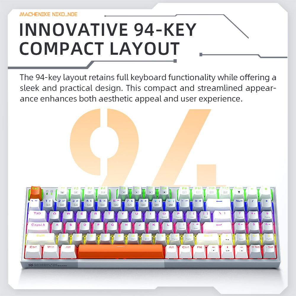 Machenike | K500-B94 Wired Mechanical Keyboard (Mixed Light ...